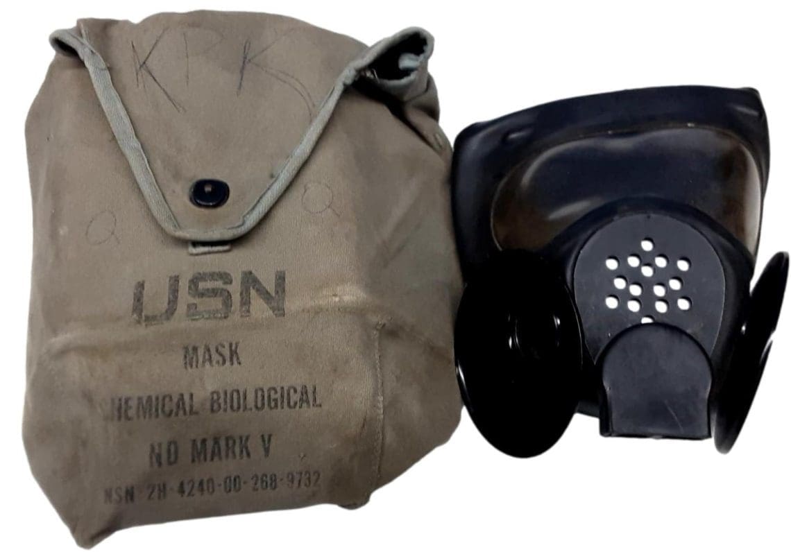GI USN ND Mark V Chemical Biological Gas Mask with Cotton Canvas WW2 ...