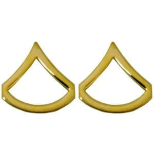 PFC Private First Class Army Rank Gold Pins - Pair - PNA Surplus