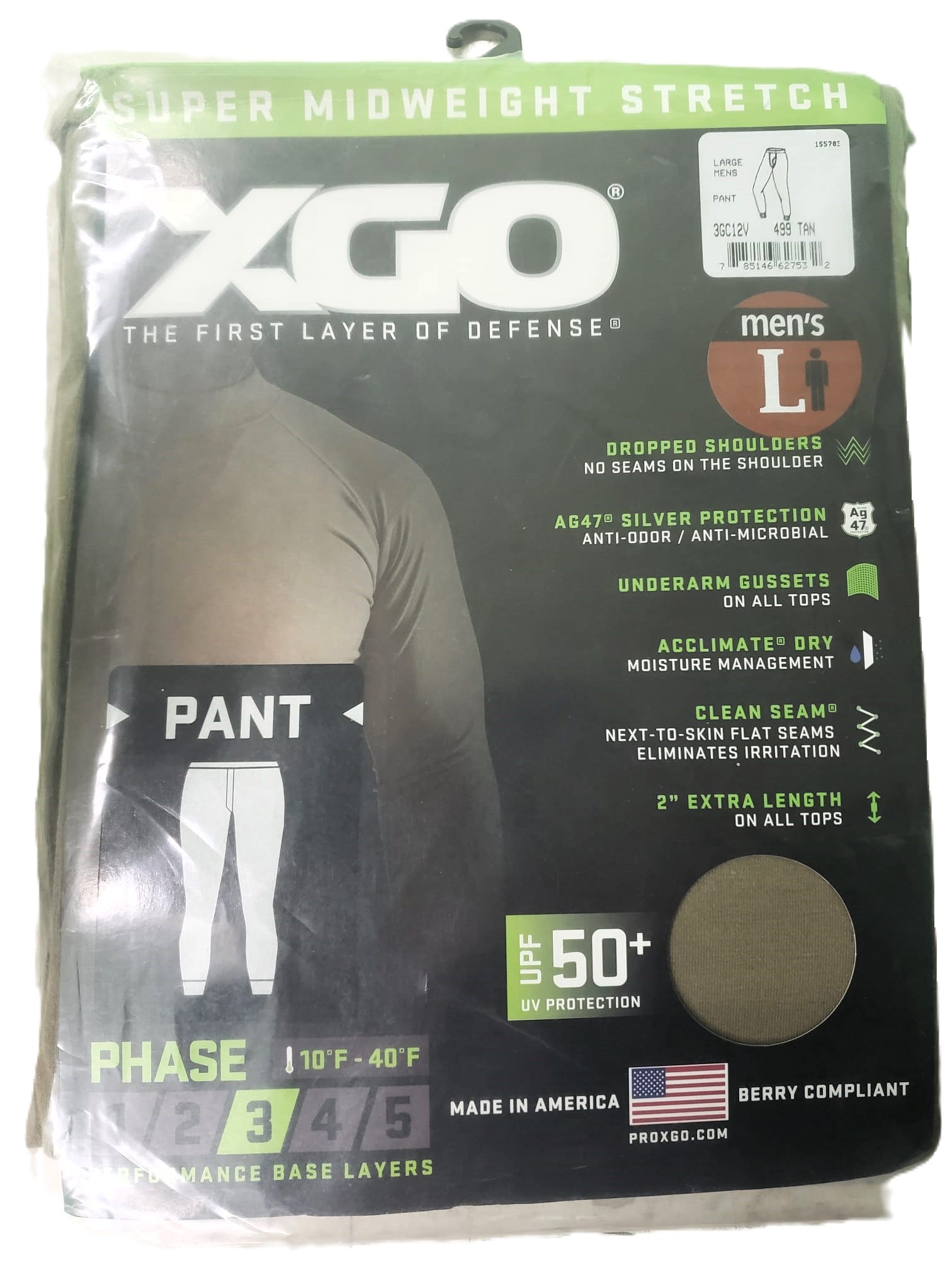 XGO USGI Phase 3 Stretch Super Midweight Performance Thermal Pants ...
